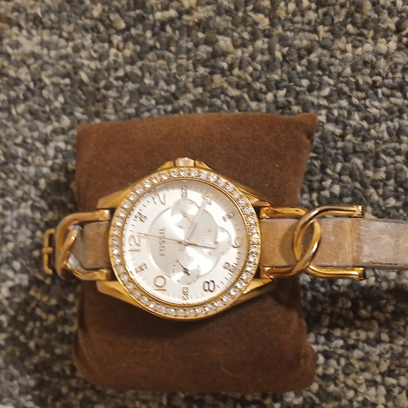 Fossil | Accessories | Fossil Es 3466 Rise Gold Rinestone Chronograph ...